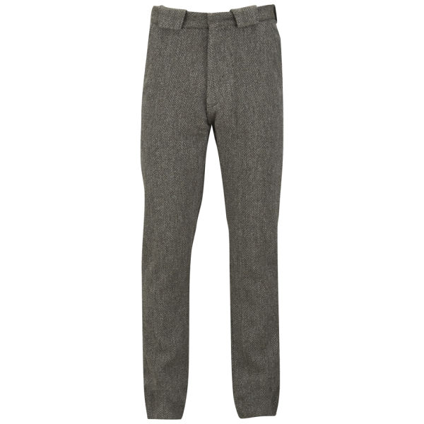 Nigel Cabourn Men's Formal Wide Herringbone Wool Pants - Gunmetal ...