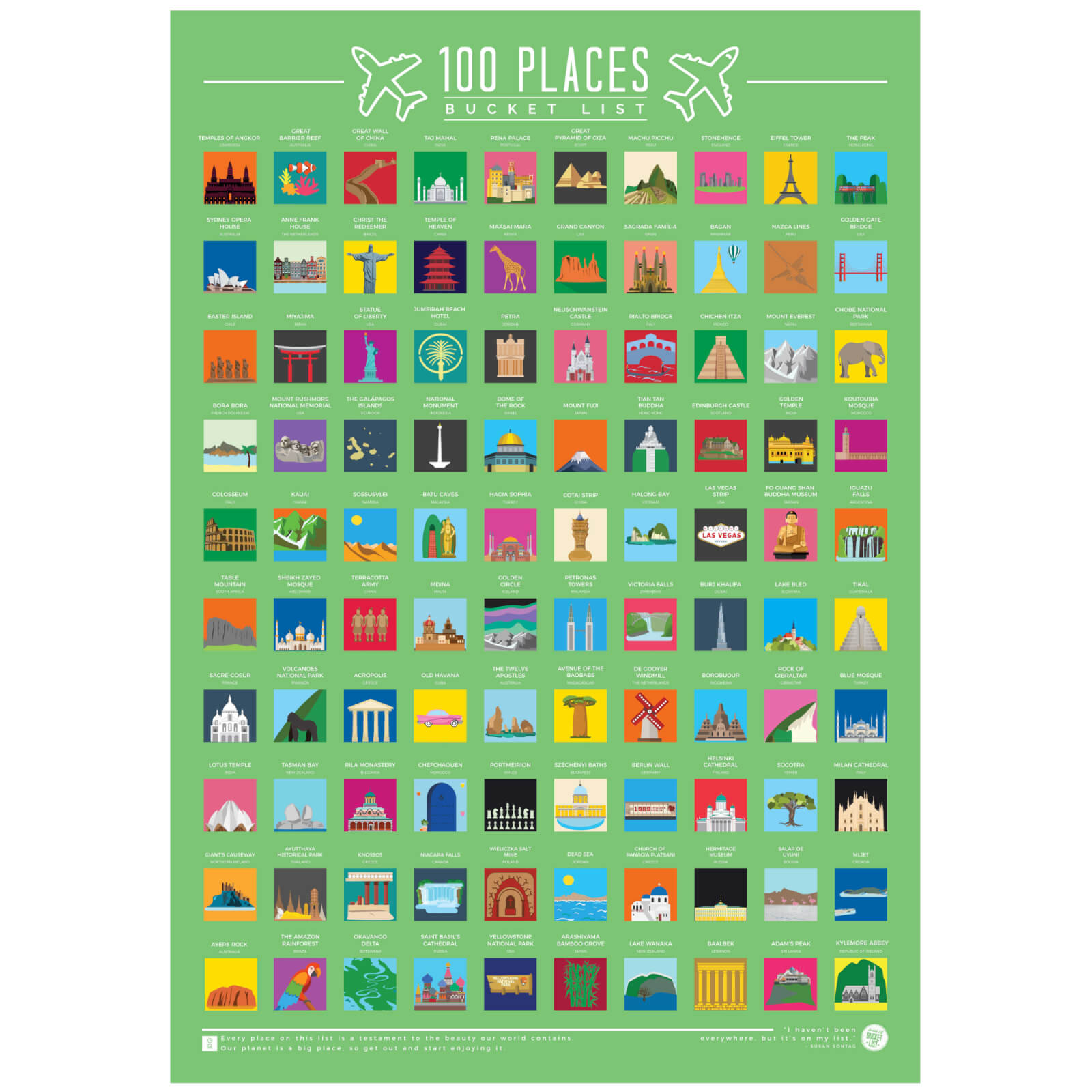 100 Places Bucket List Poster - IWOOT UK