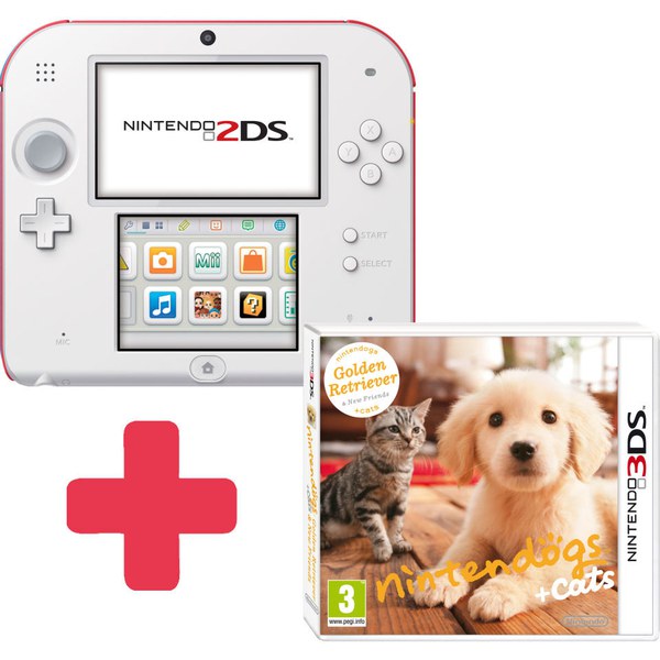 Nintendo 2DS White & Red Console: Bundle includes Nintendogs + Cats ...