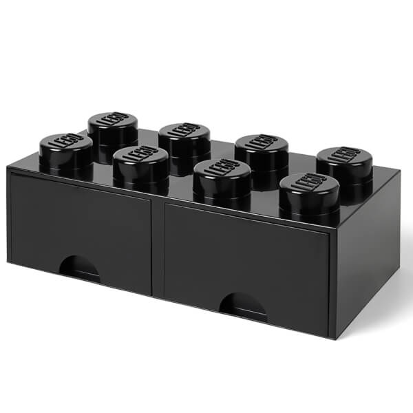 LEGO Storage 8 Knob Brick - 2 Drawers (Black) Toys | Zavvi