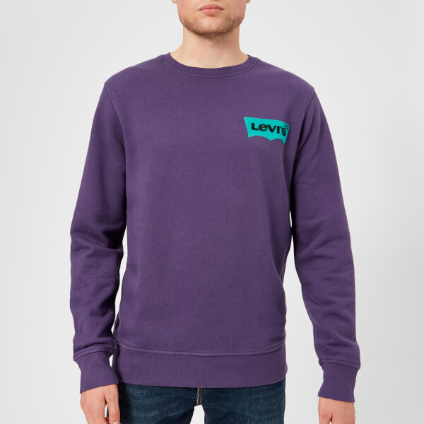 Levi's Men's Modern HM Crew Neck Sweatshirt - Purple Plumiera Mens ...
